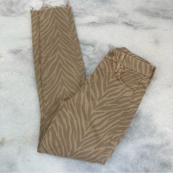 MOTHER | Jeans | Mother Looker Ankle Fray Tan Sweet Stripes Zebra ...
